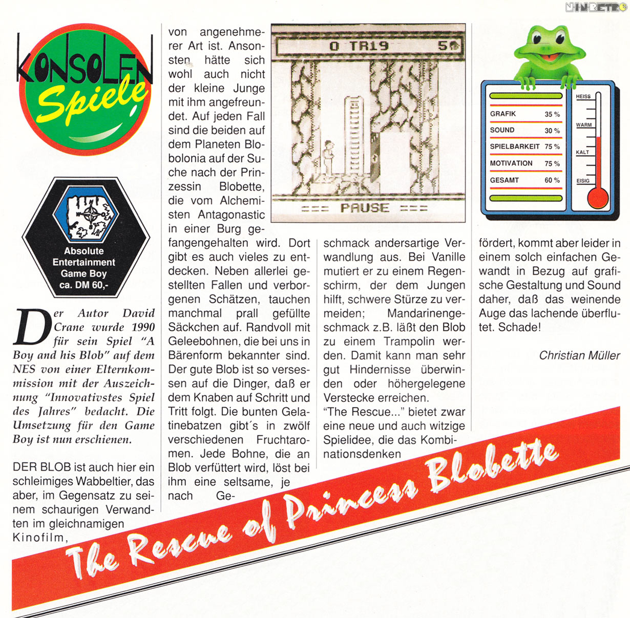 A Boy and His Blob in The Rescue of Princess Blobette (Game Boy) - N.i ...