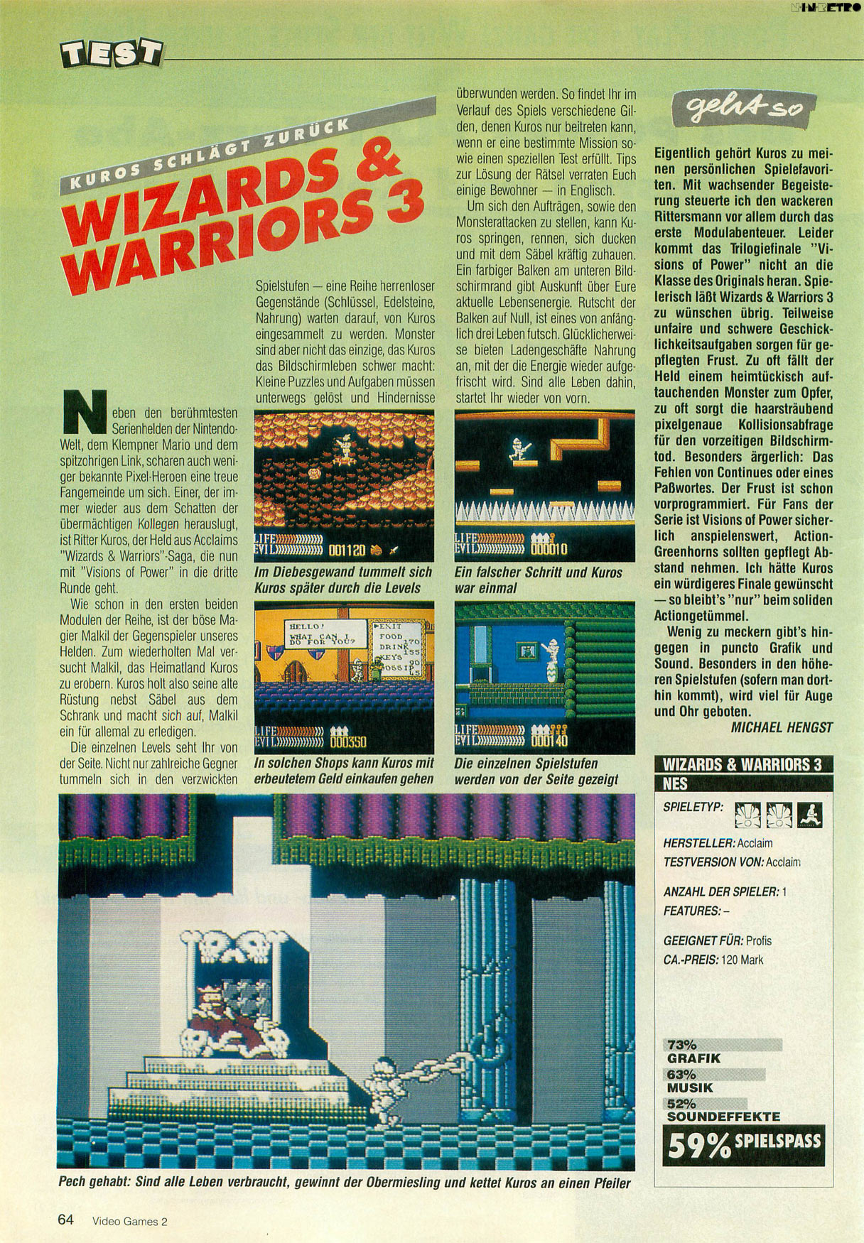 Wizards & Warriors III - Kuros: Visions of Power (NES) - N.i.n.Retro ...